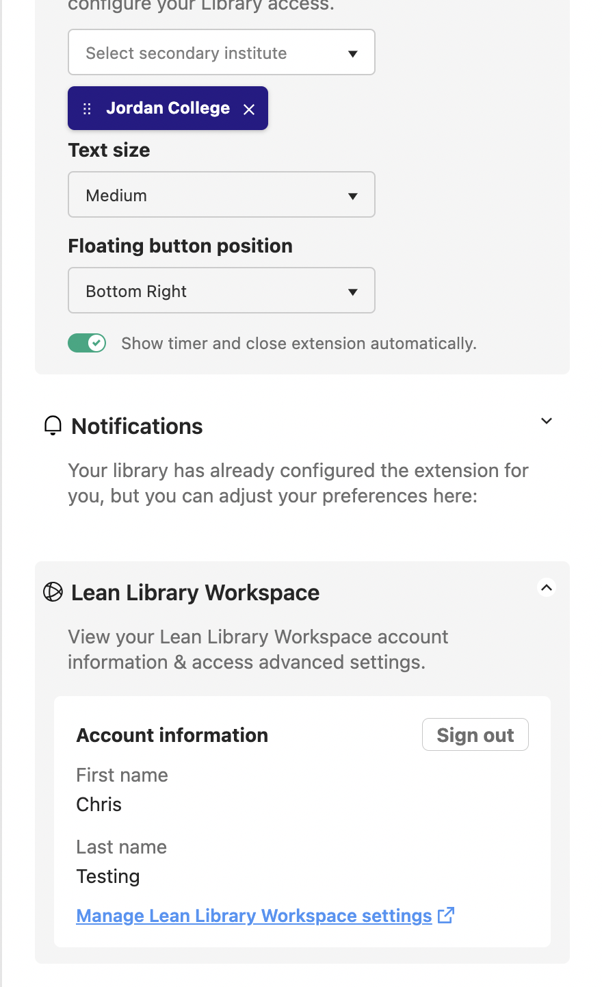 How do I connect the Lean Library extension to my Lean Library ...