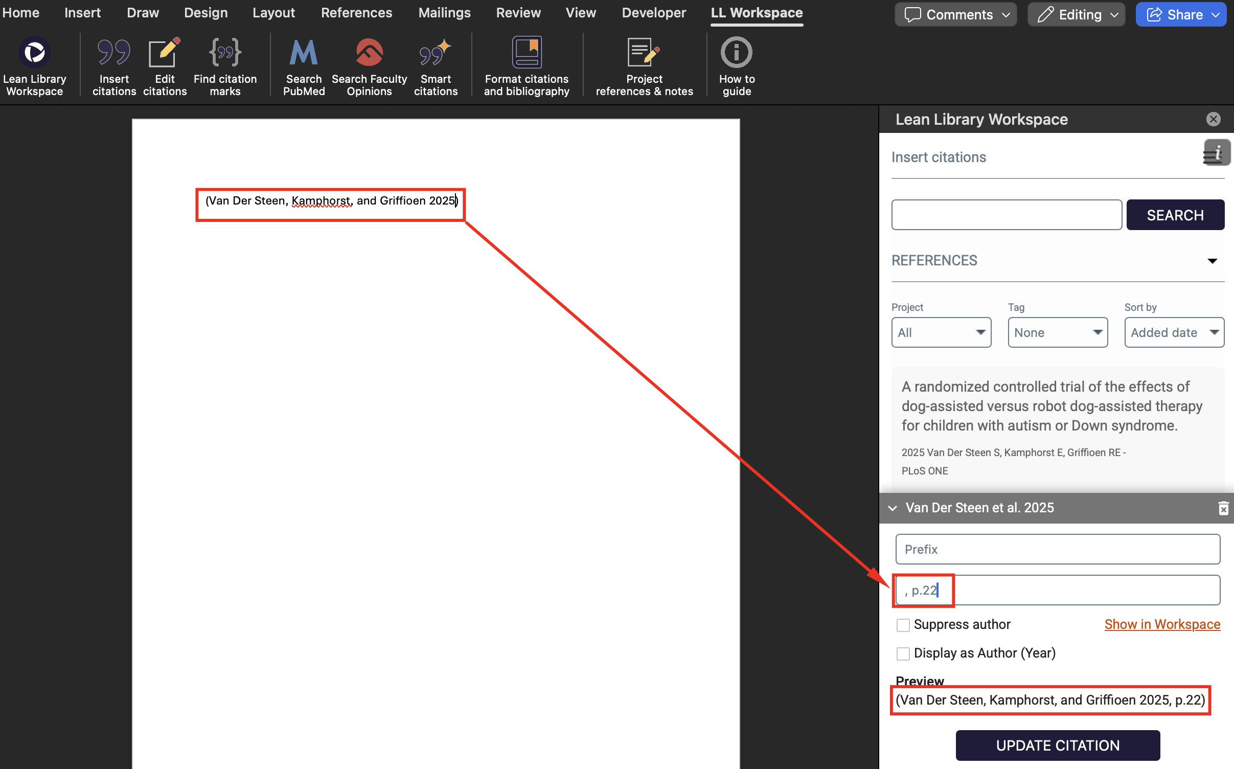 How do I add a page number to a citation? – Lean Library Users